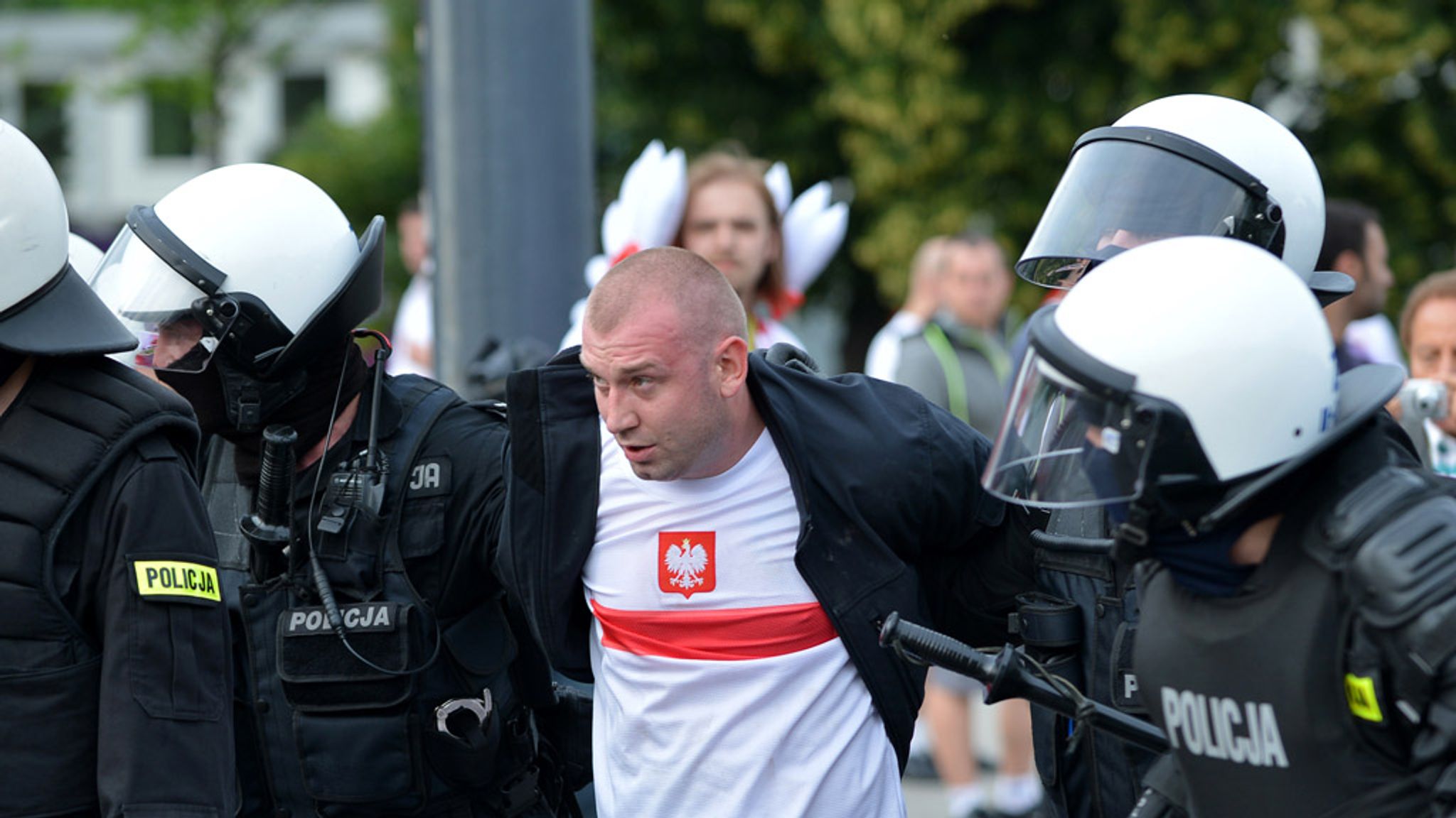 Fans clash in Warsaw | Football News | Sky Sports