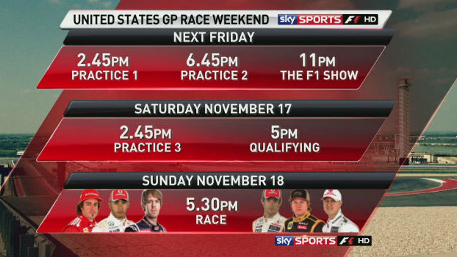 Sky Sports F1's U.S. GP schedule | F1 News | Sky Sports