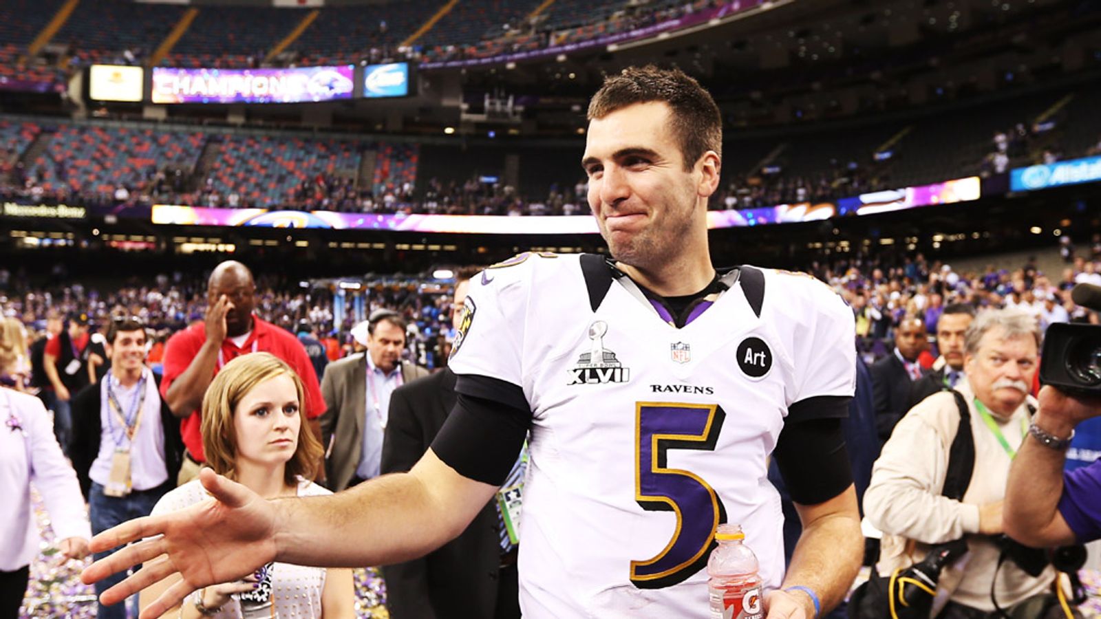 Joe Flacco struggled to find the words to explain his award as Super ... Joe Flacco struggled to find the words to explain his award as Super ...