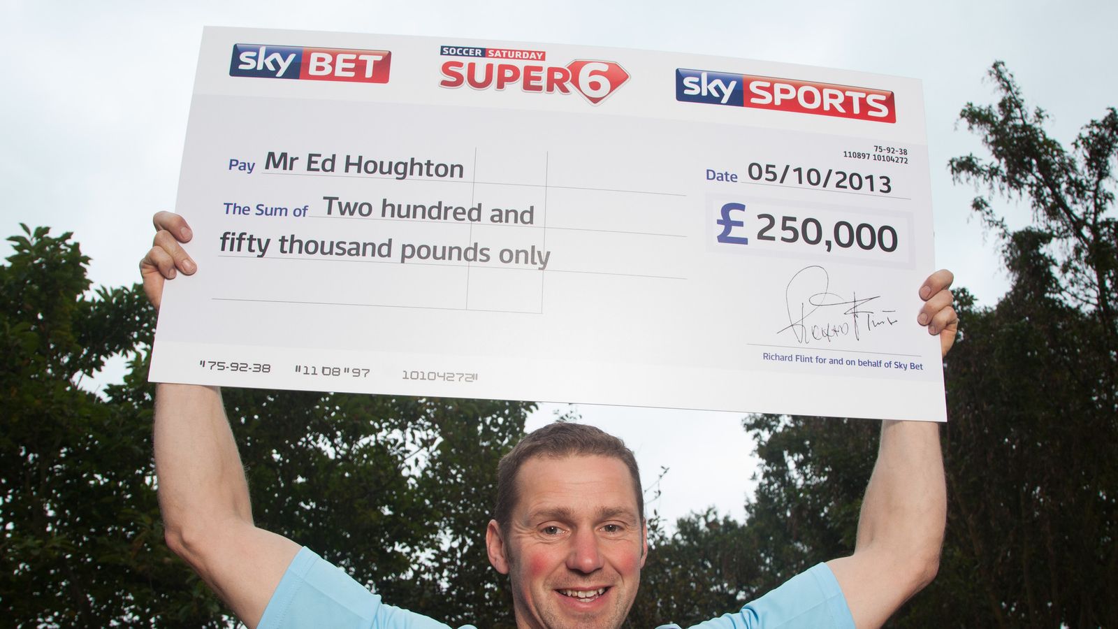 Super 6 winner Ed Houghton shows his delight after picking up £250,000 ...