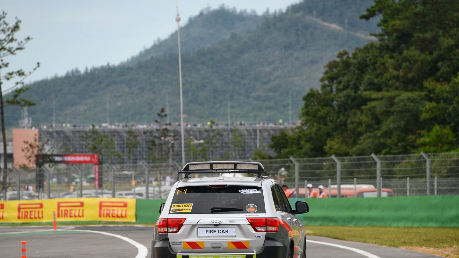 Fire truck sparks confusion during the Korean GP after surprise track ...