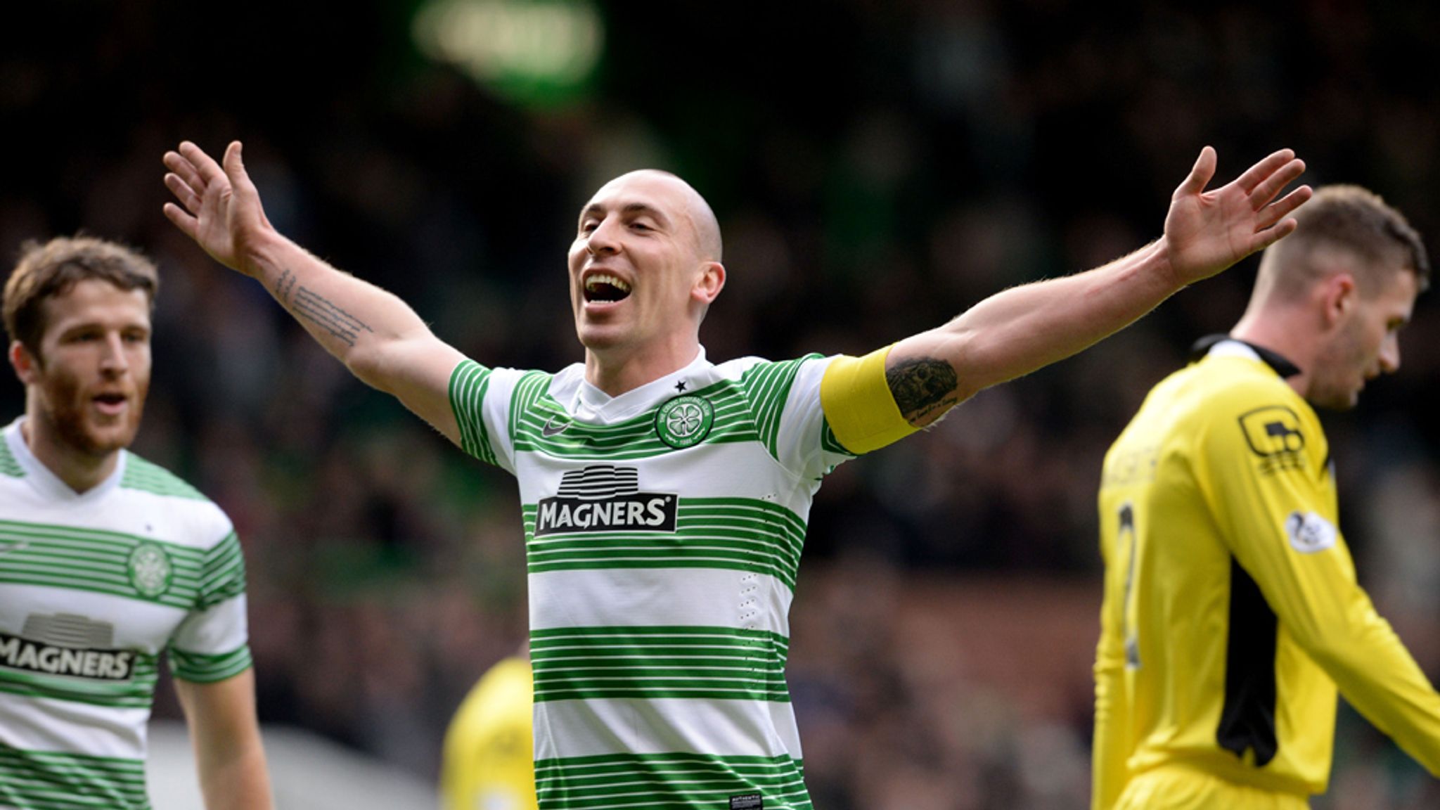 Scottish Premiership: Celtic captain Scott Brown scores twice in 4-1 ...