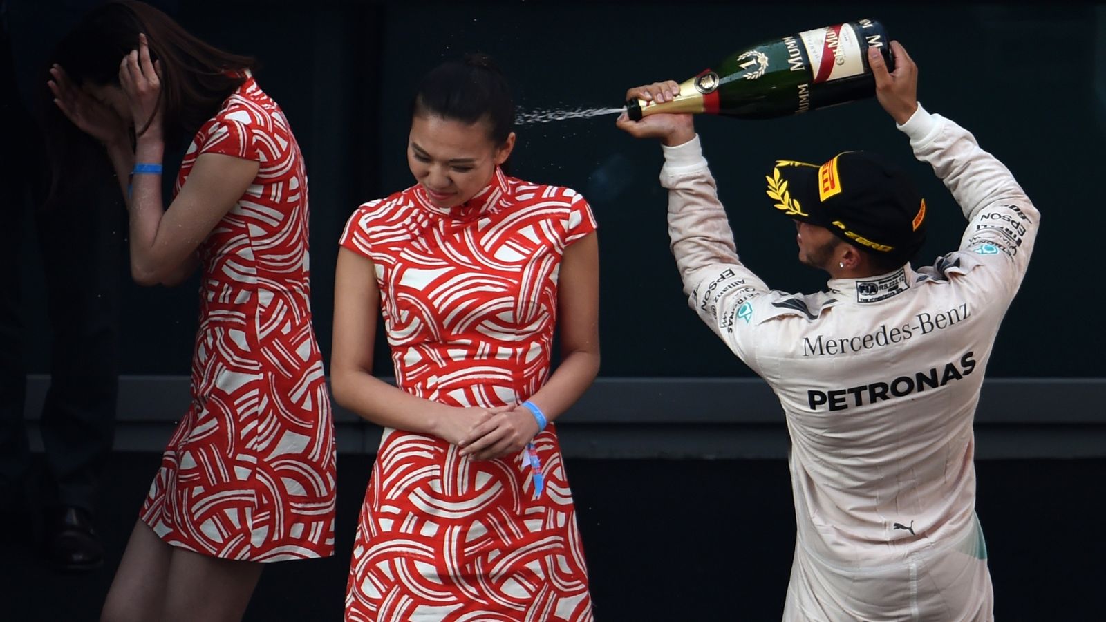 Lewis Hamilton denies disrespect after spraying China grid girl | F1 ...