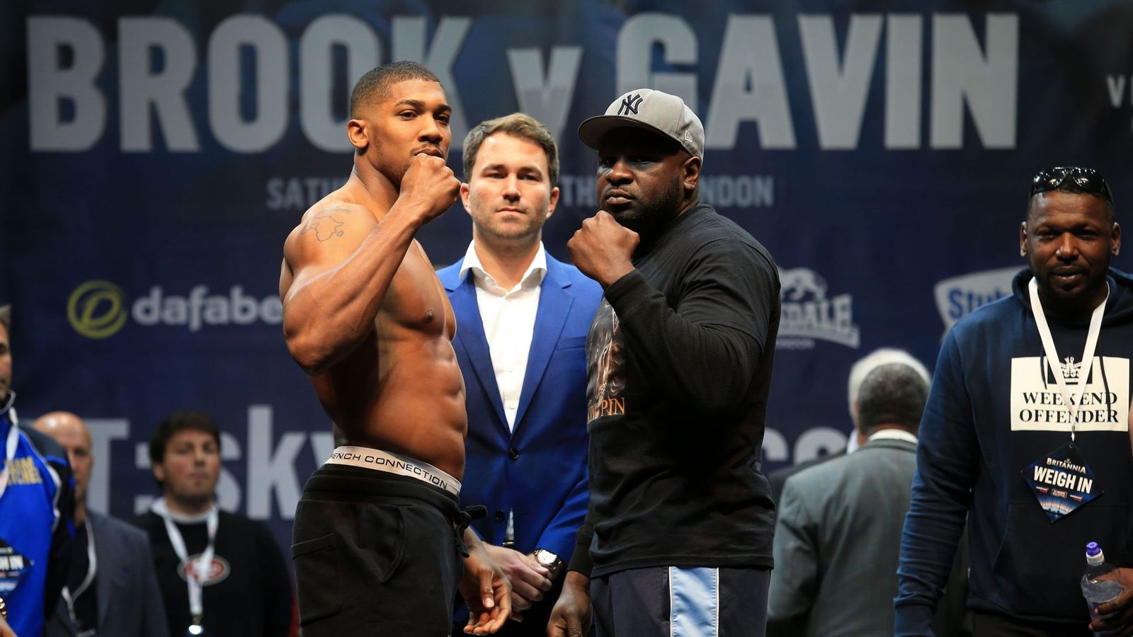 Anthony Joshua in a relaxed mood at weigh-in with Kevin Johnson ...