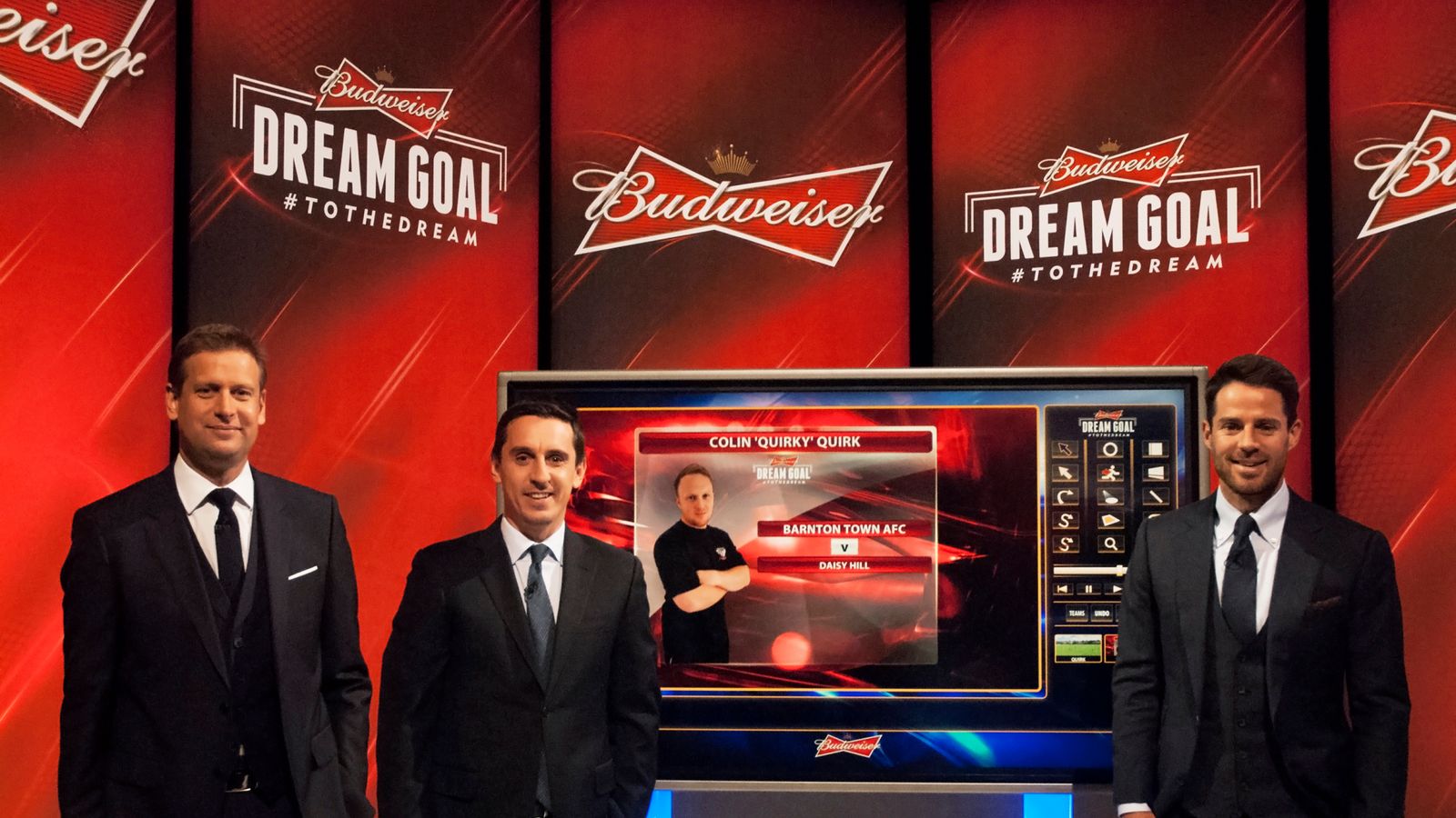 Gary Neville and Jamie Redknapp pick Colin Quirk as Budweiser Dream ...