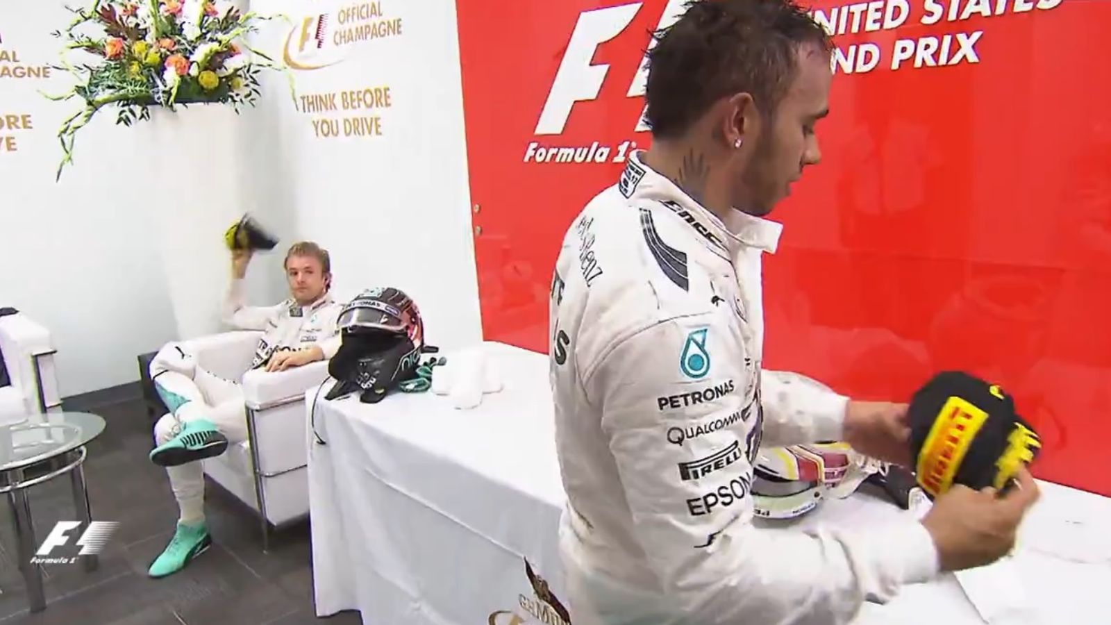 WATCH: Nico Rosberg throws cap back at Lewis Hamilton | F1 News | Sky ...
