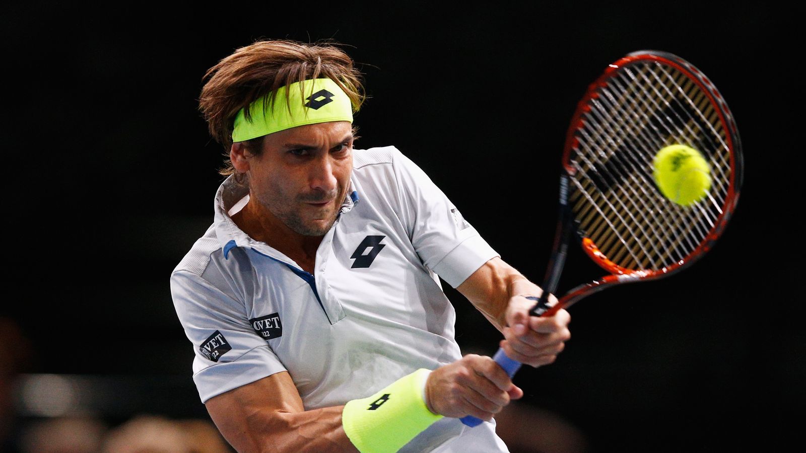 David Ferrer displays superb reflexes at the net during match at Paris ...