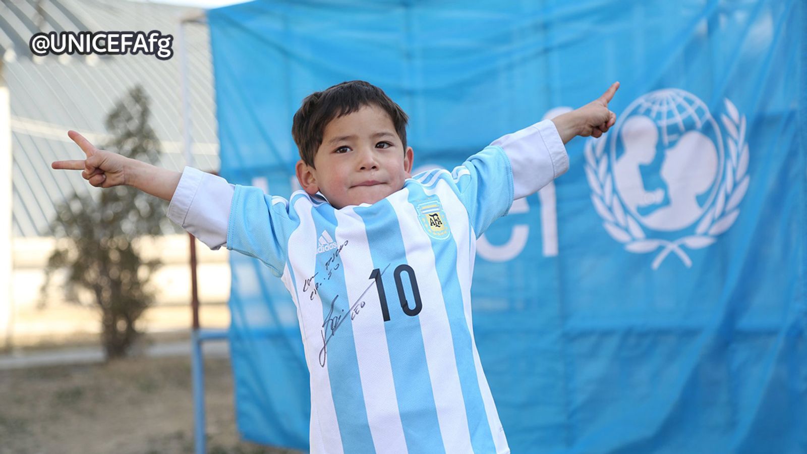 Lionel Messi shirt given to Afghan boy who dressed in improvised jersey ...
