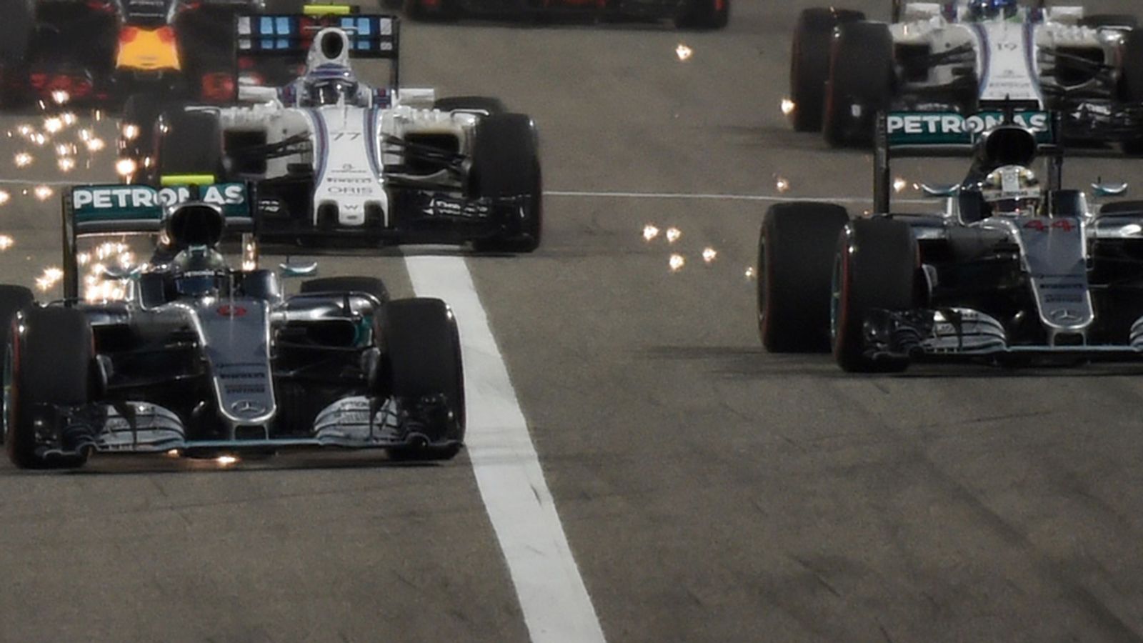 Lewis Hamilton and Valtteri Bottas collide at first corner in Bahrain ...