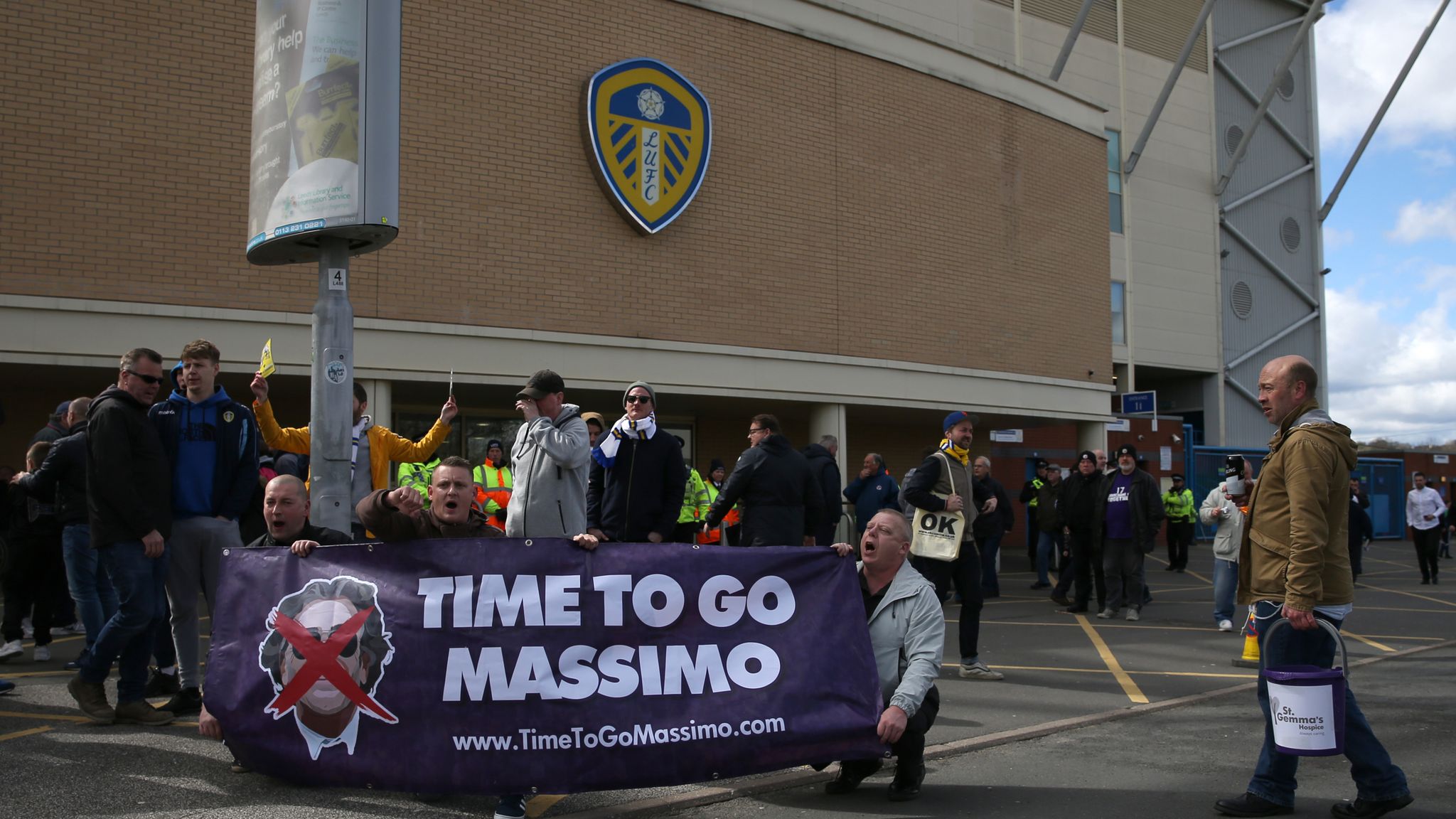 Leeds fans march in protest against club owner Massimo Cellino ...