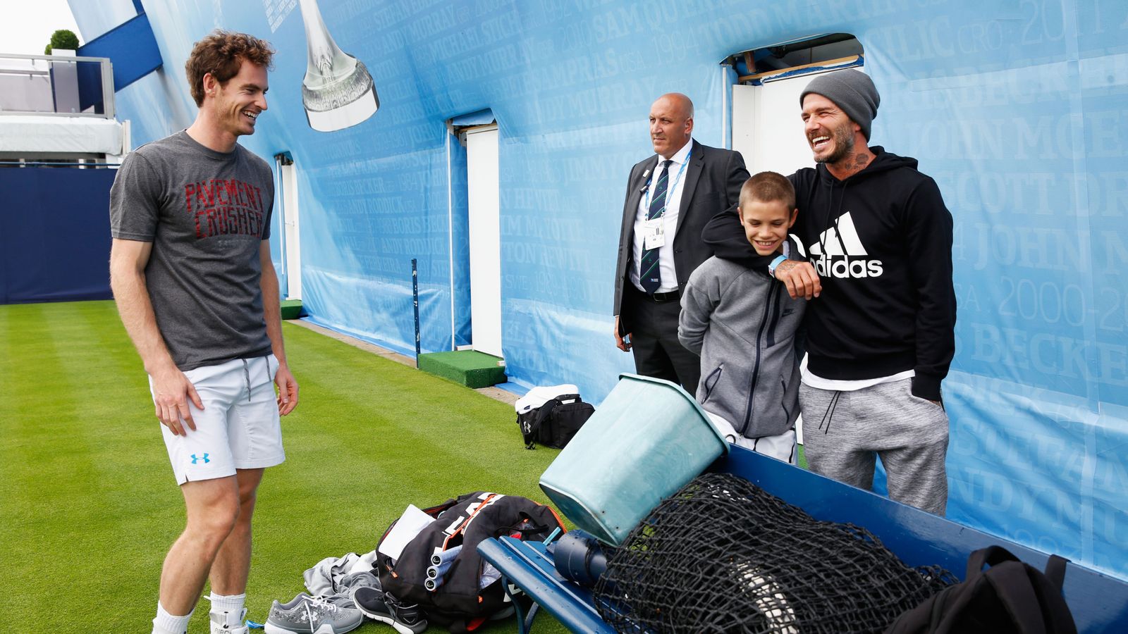 David Beckham's son Romeo pits his wits against world No 1 Andy Murray ...