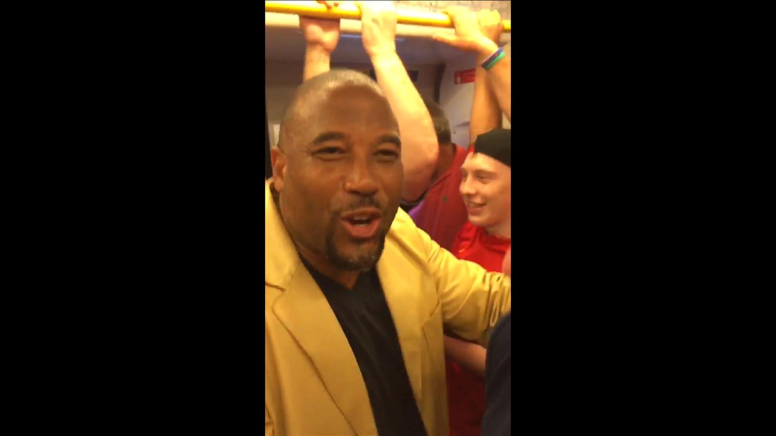 John Barnes joins fans in 'World in Motion' rap on London Underground ...