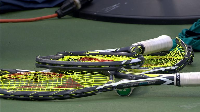 Kyrgios' triple racket smash! | Video | Watch TV Show | Sky Sports