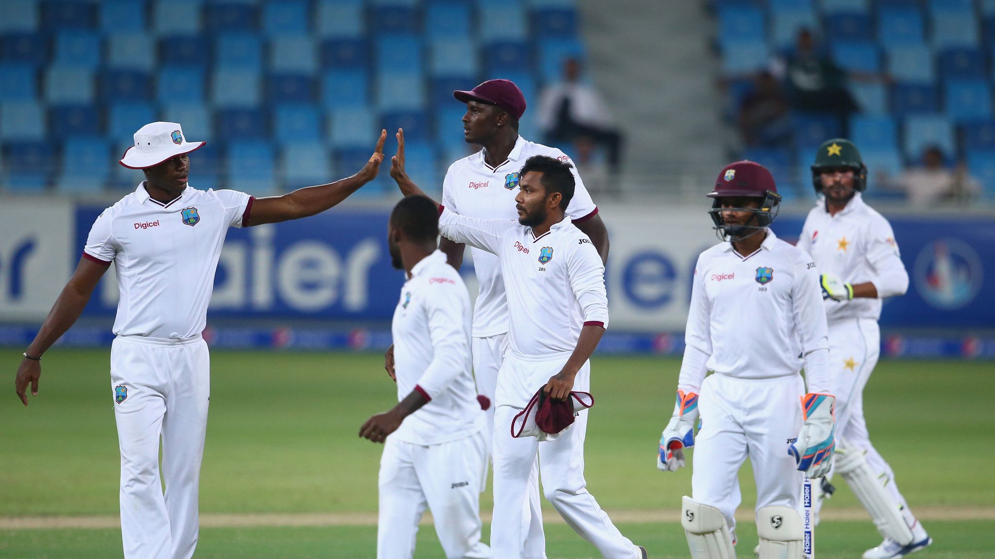 Bishoo takes eight wickets as West Indies hit back in Dubai | Cricket ...