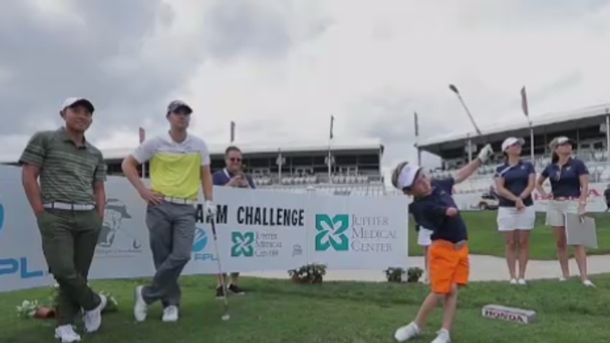 Watch as inspirational six-year-old takes on PGA Tour pros with one arm ...