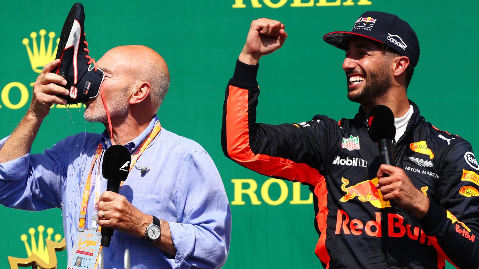 WATCH: Daniel Ricciardo gets Sir Patrick Stewart to do a 'shoey' on ...