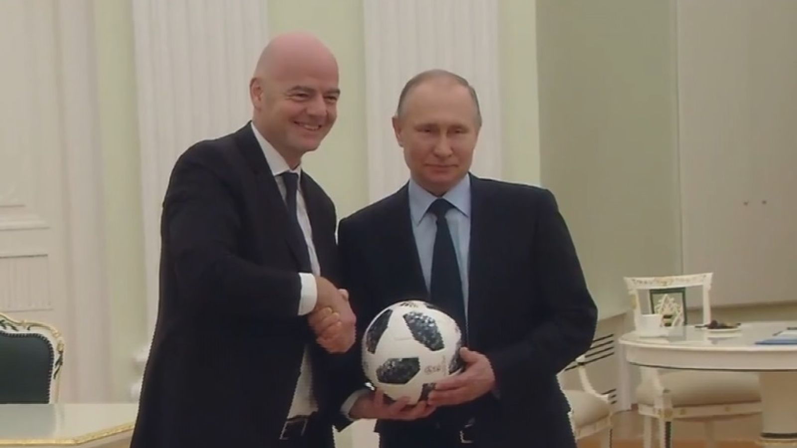 Watch as Vladimir Putin plays football with FIFA's Gianni Infantino ...