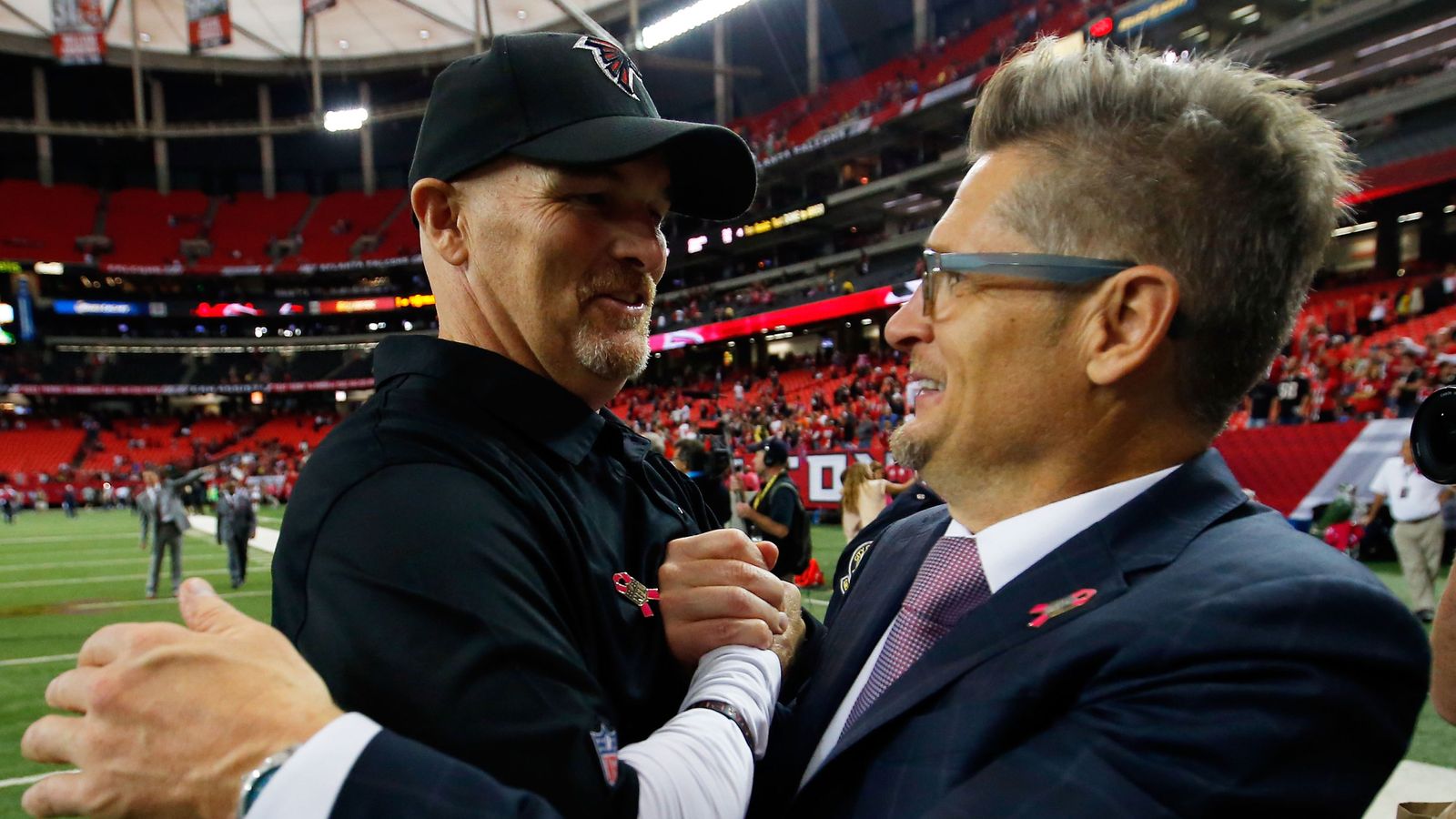 Atlanta Falcons coach Dan Quinn and general manager Thomas Dimitroff ...