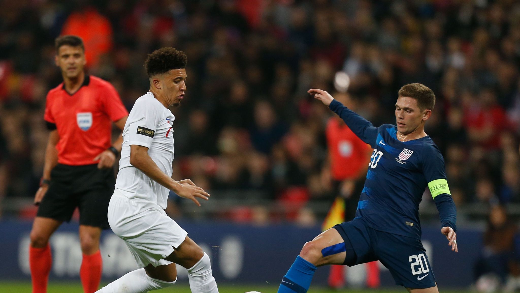Jadon Sancho impresses on full England debut against USA at Wembley ...