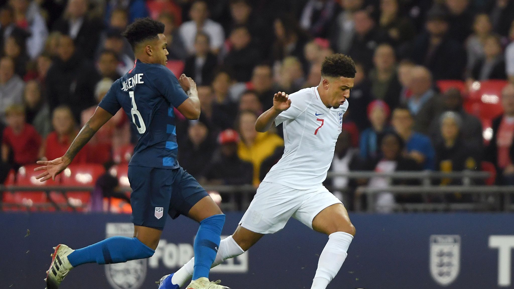 Jadon Sancho impresses on full England debut against USA at Wembley ...