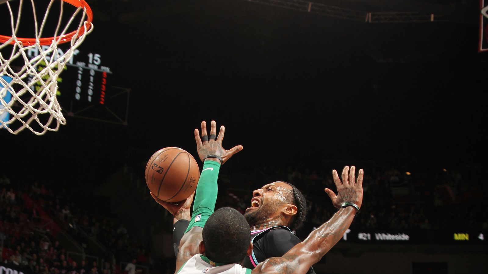 James Johnson's vicious dunk on Kyrie Irving as Miami Heat beat Boston ...