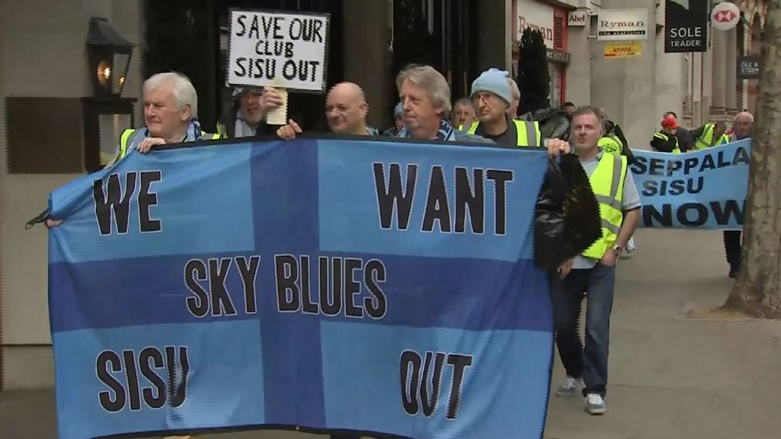 Coventry City fans protest outside owners SISU and EFL headquarters ...