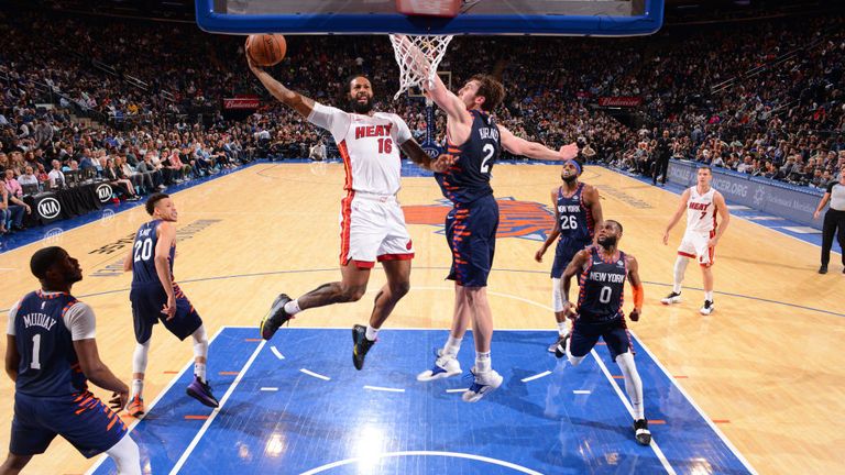 Miami Heat veteran James Johnson throws down a thunderous dunk against ...