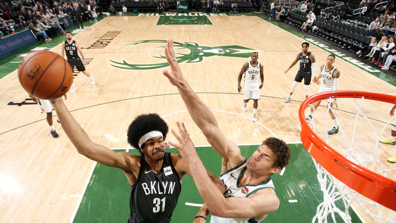 Jarrett Allen dunks on Brook Lopez during Brooklyn Nets win over ...