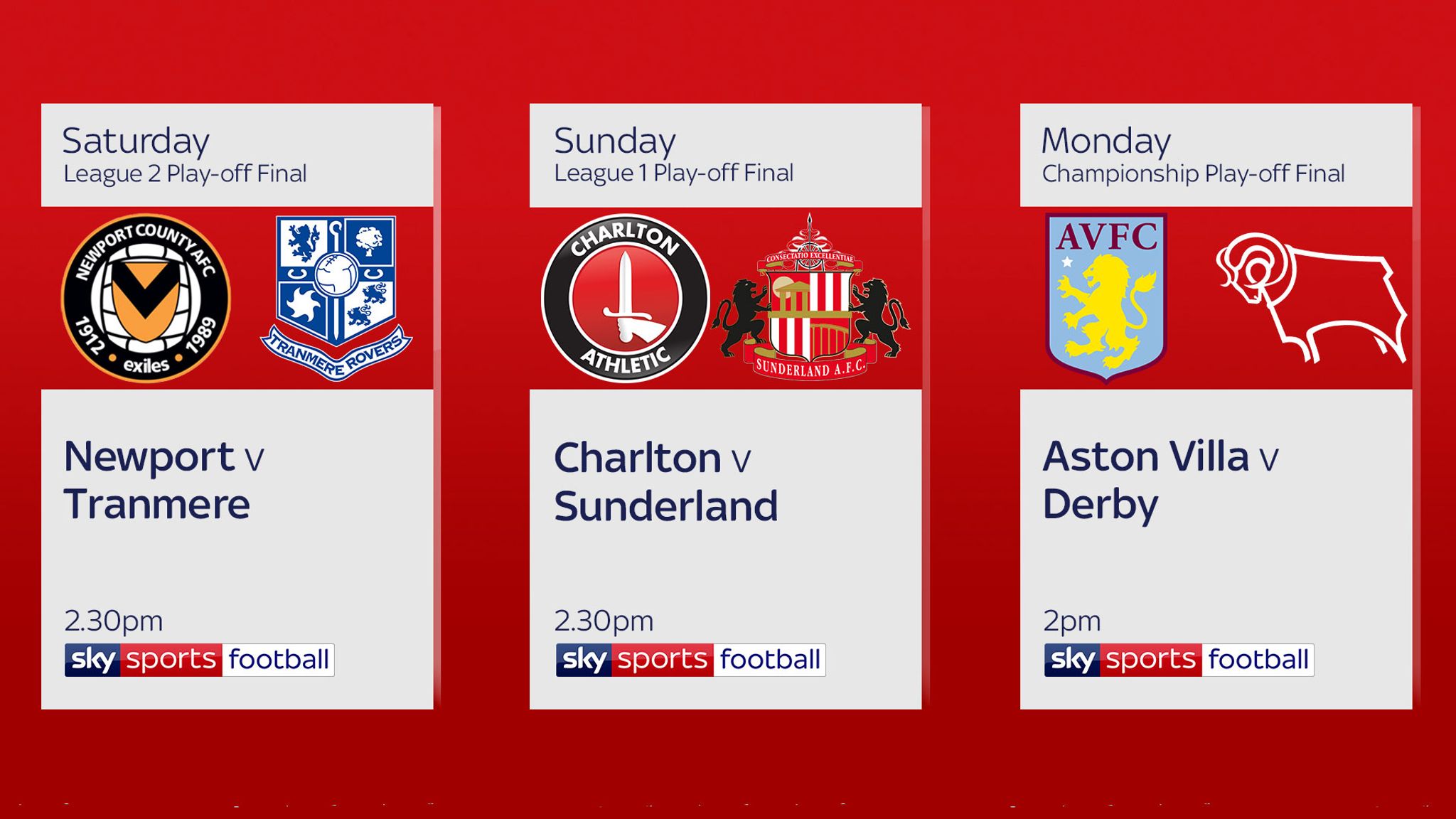 Play-off finals stats: Aston Villa vs Derby, Charlton vs Sunderland ...