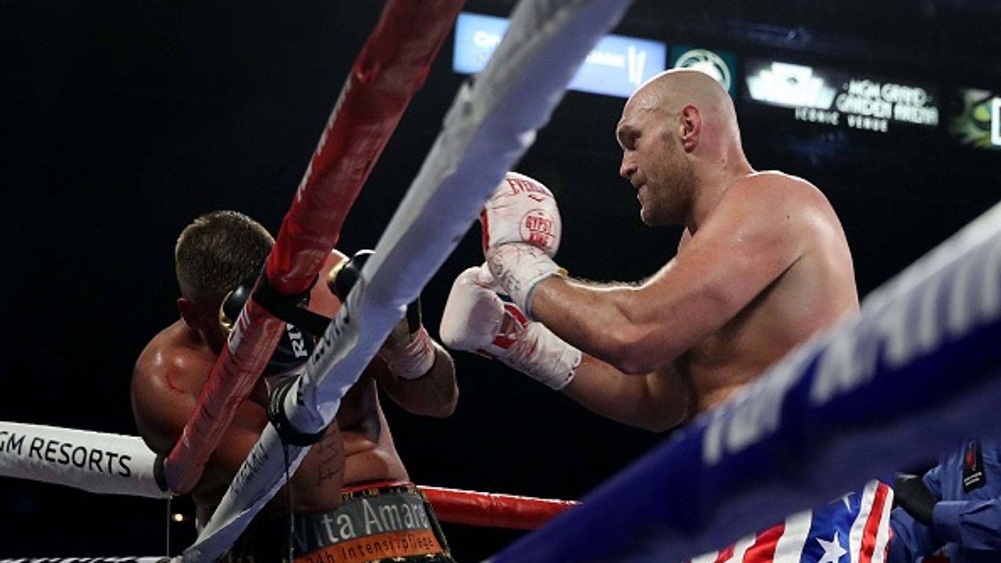 Tyson Fury puts on a show to stop Tom Schwarz in Las Vegas | Boxing ...