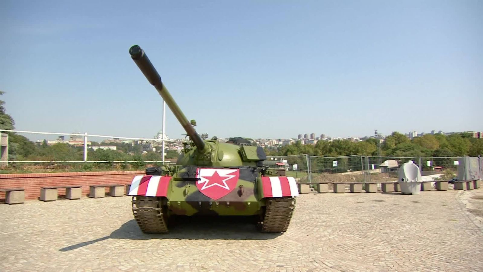 Red Star Belgrade fans park war tank outside stadium before Champions ...