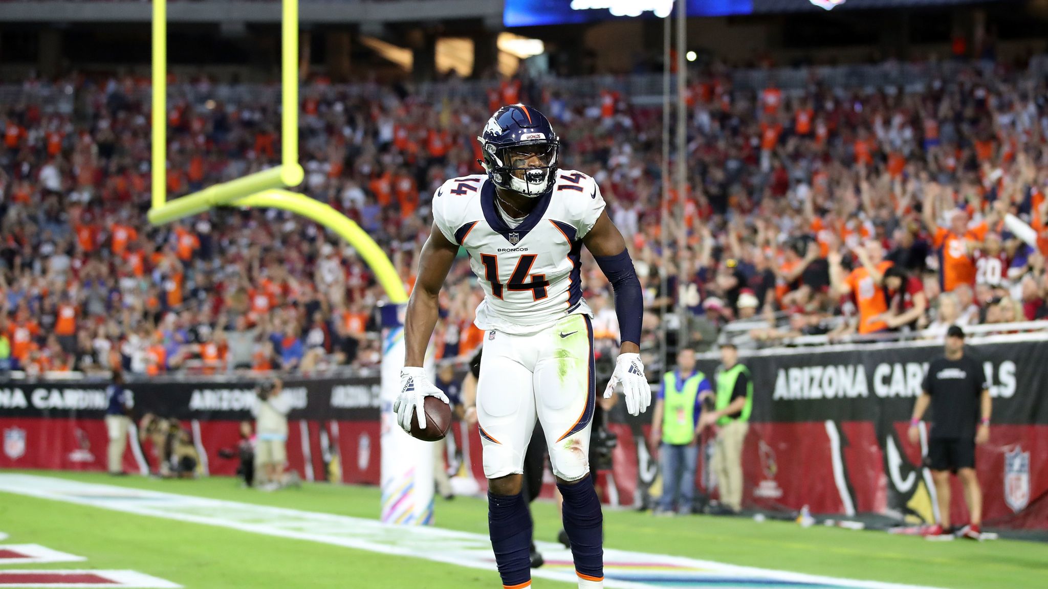 Denver Broncos wide receivers Emmanuel Sanders and Courtland Sutton ... Denver Broncos wide receivers Emmanuel Sanders and Courtland Sutton ...