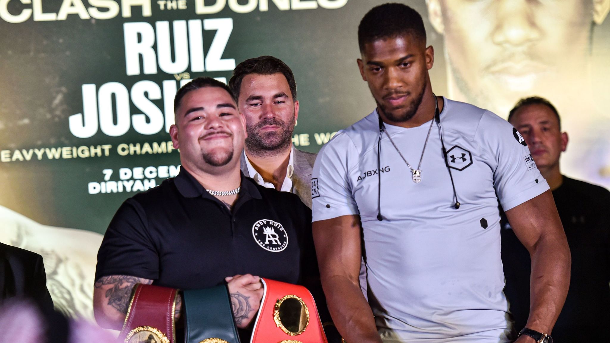 Ruiz Jr vs Joshua: Intense face off in Saudi Arabia as Anthony Joshua ...