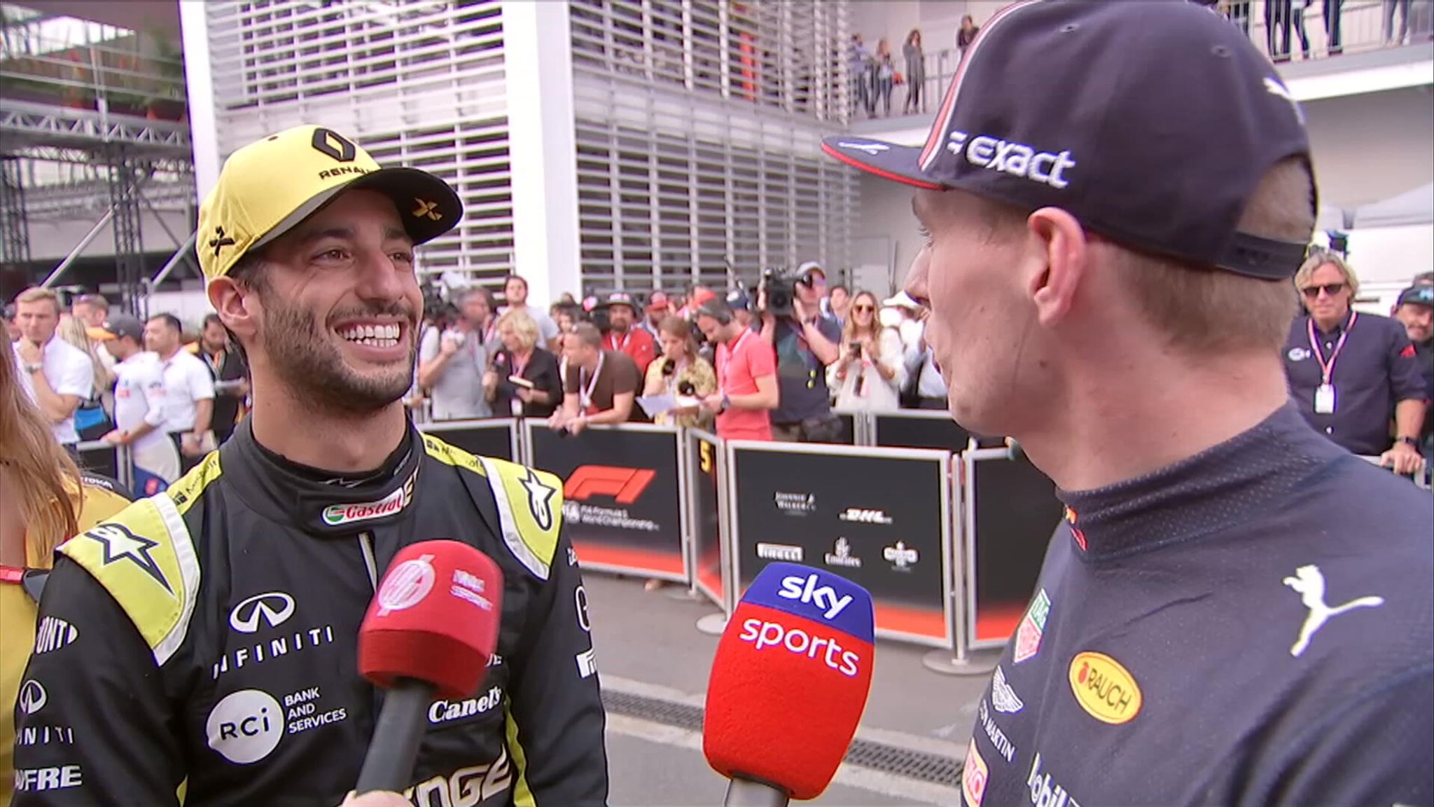 Max Verstappen interviews Daniel Ricciardo on Sky F1 after Mexican GP ...