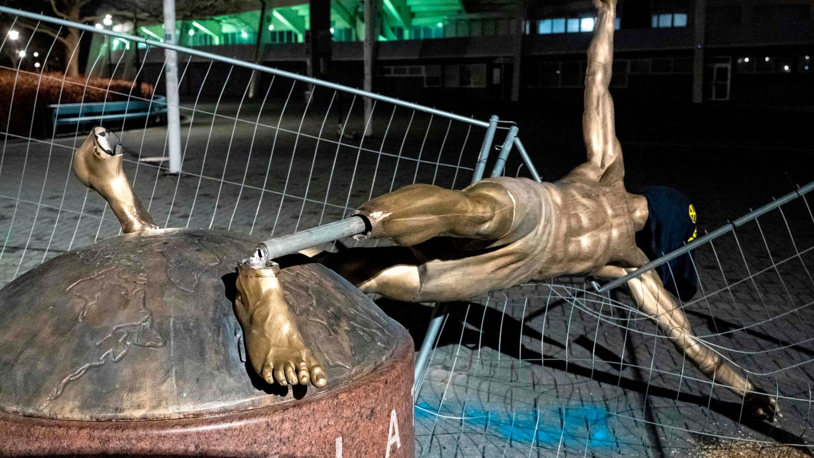 Zlatan Ibrahimovic statue cut down by vandals in latest attack ...