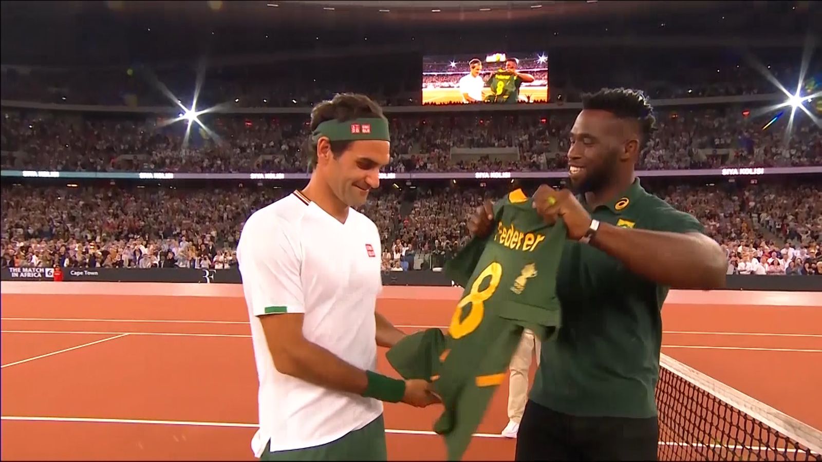 Roger Federer and Rafael Nadal play exhibition in front of record crowd ...