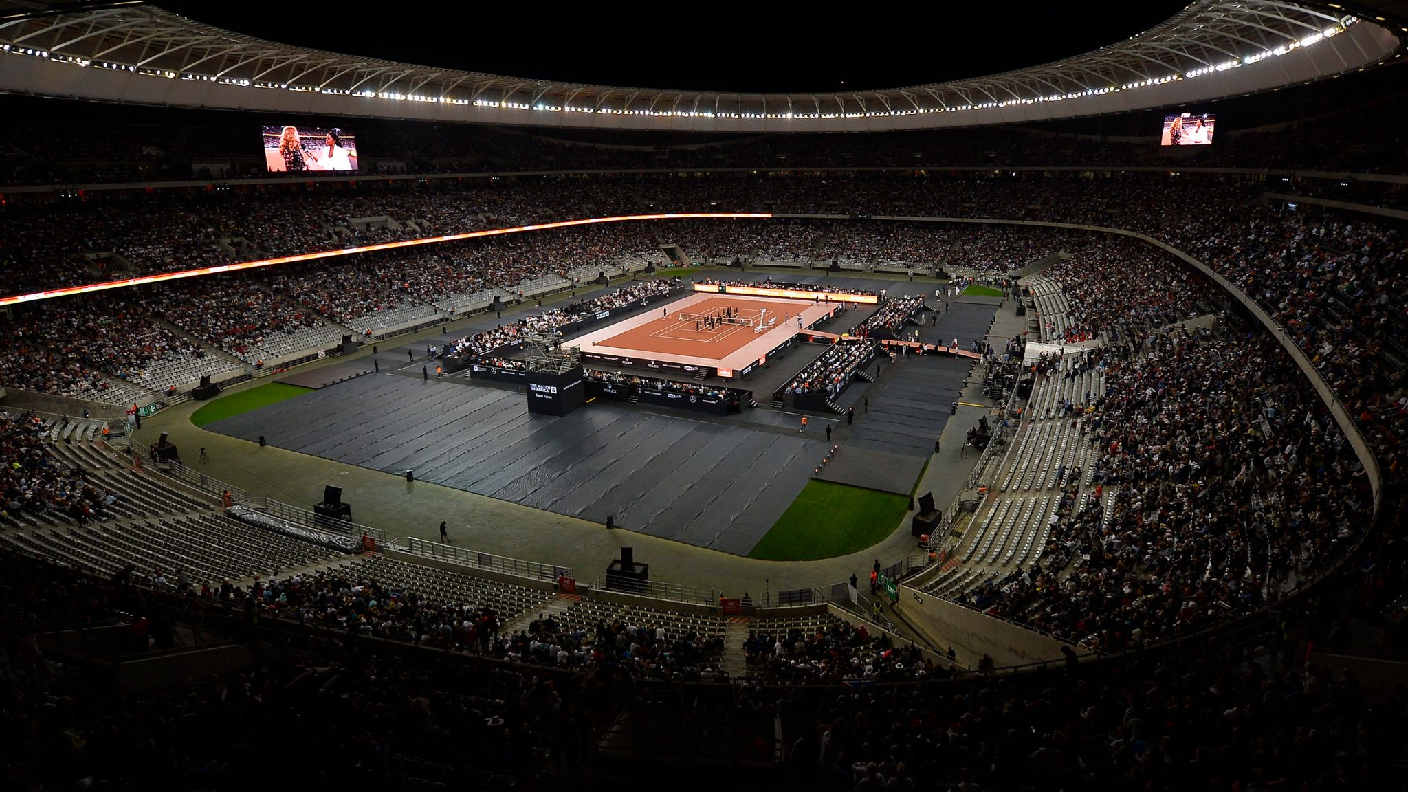 Roger Federer and Rafael Nadal play exhibition in front of record crowd ...
