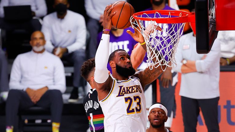 LeBron spins, throws down baseline dunk | NBA News | Sky Sports