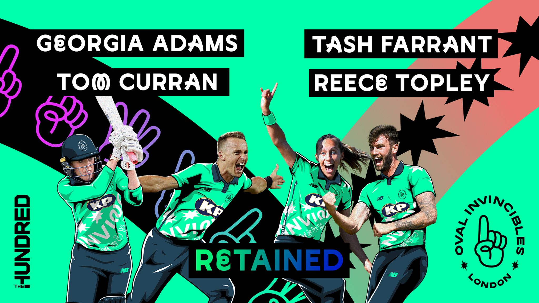 The Hundred: Tom Curran, Reece Topley, Tash Farrant, Georgia Adams sign ...