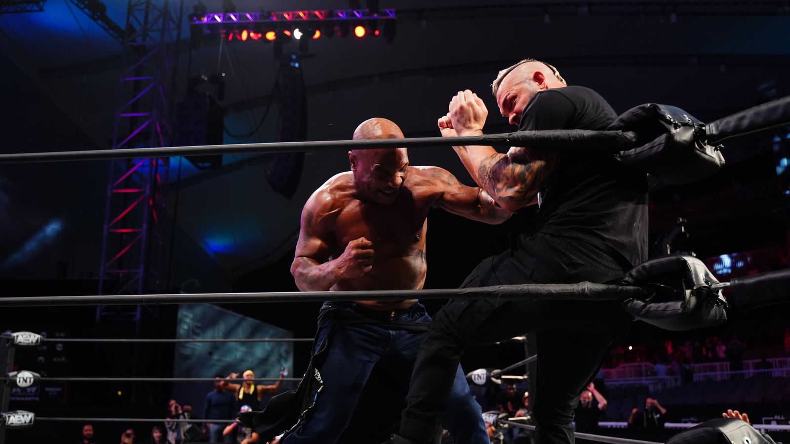 Mike Tyson showcases his power in wrestling ring while he waits for ...