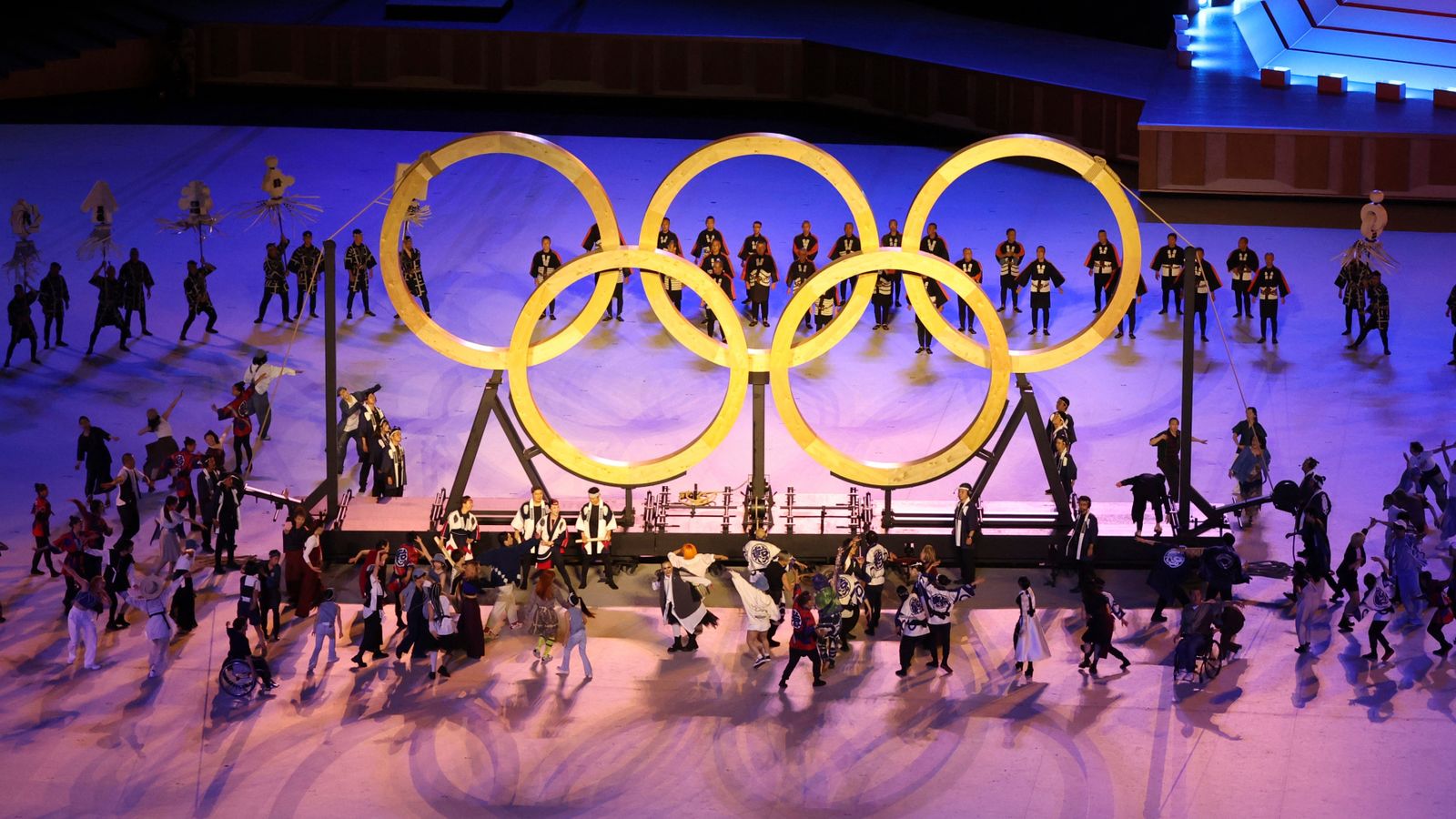 Olympic rings light up during ceremony | Olympics News | Sky Sports