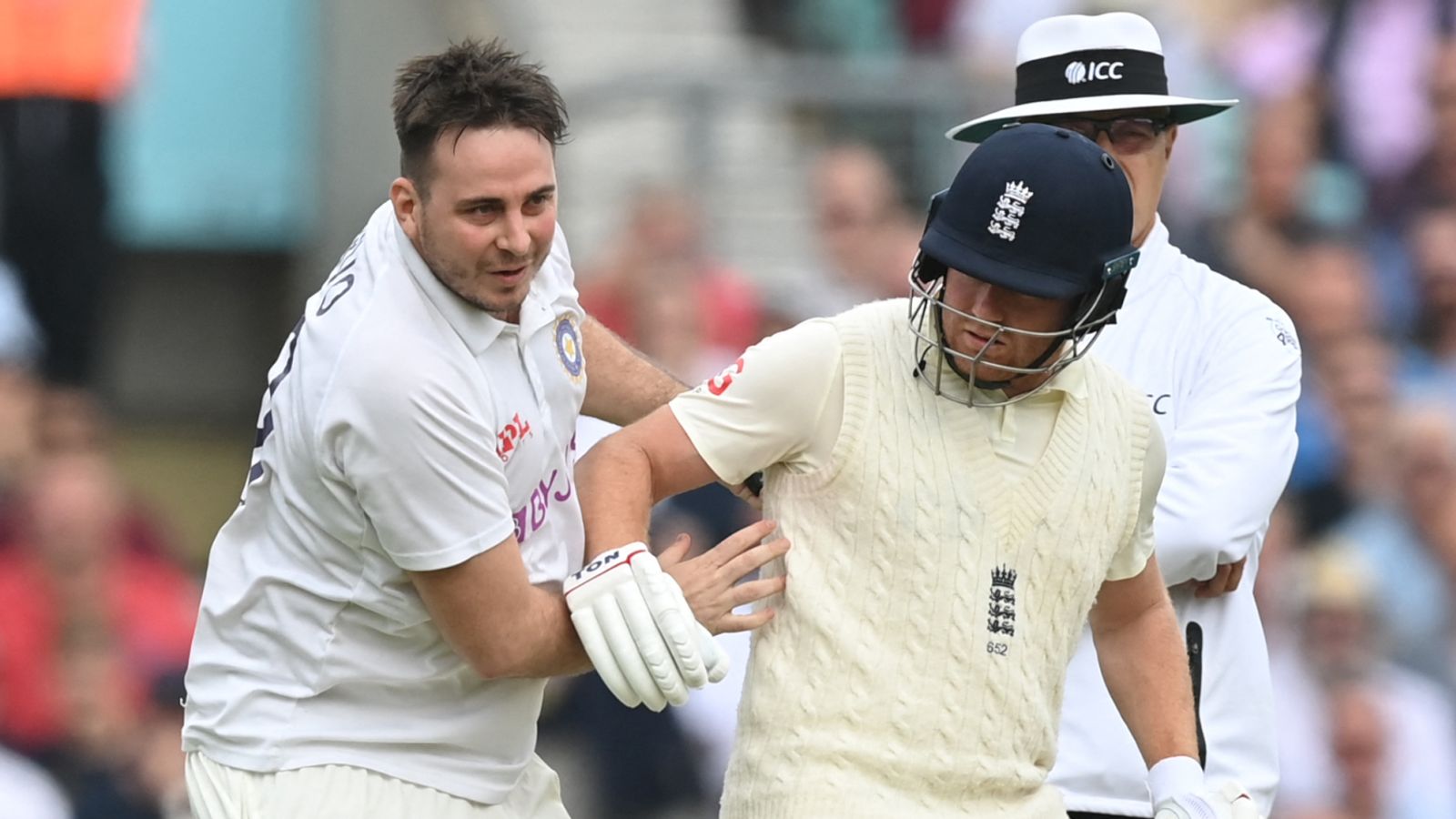 Pitch invader Daniel Jarvis arrested after colliding with England's ...