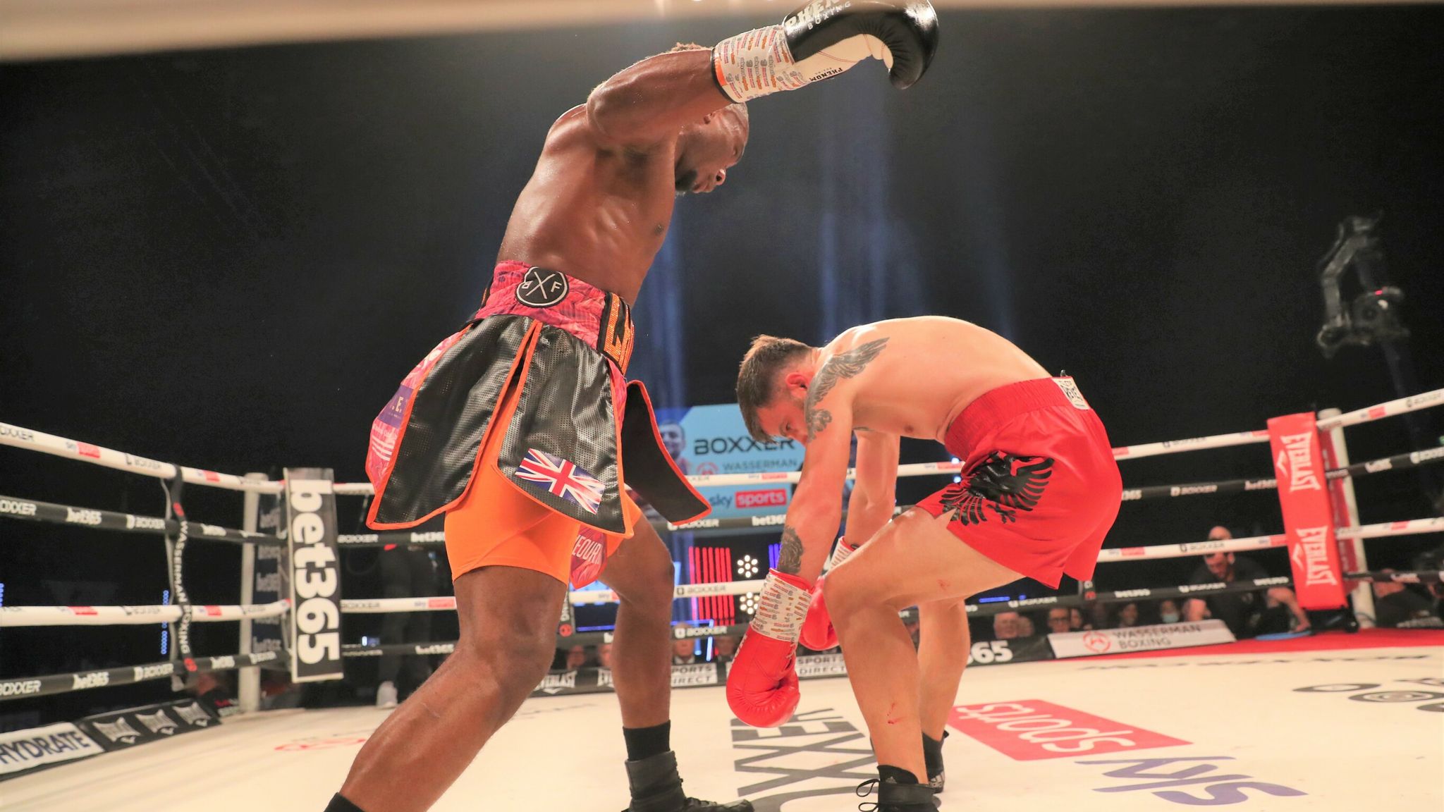 Richard Riakporhe floors Krzysztof Twardowski in the final round of a ...