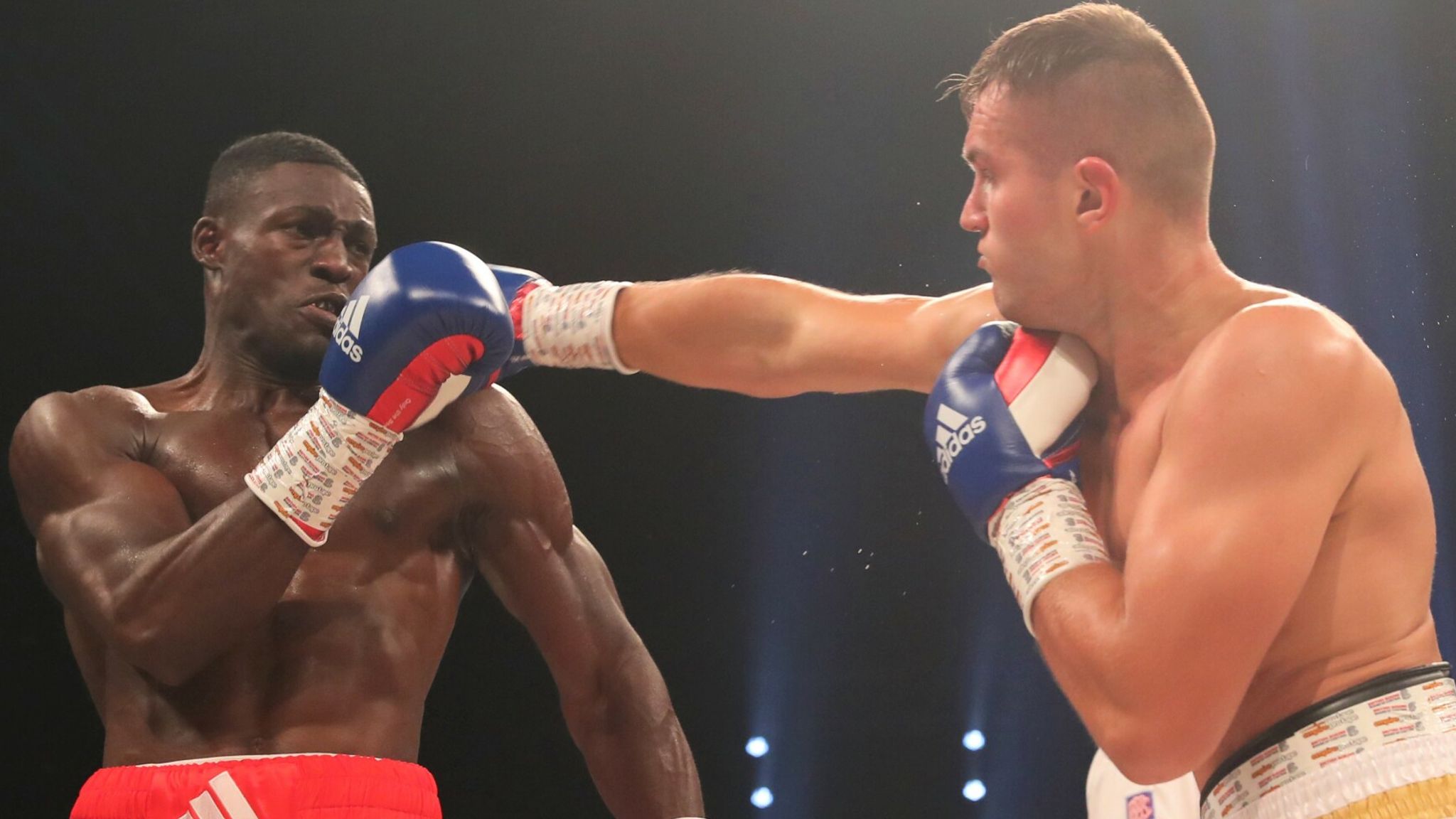 Richard Riakporhe floors Krzysztof Twardowski in the final round of a ...