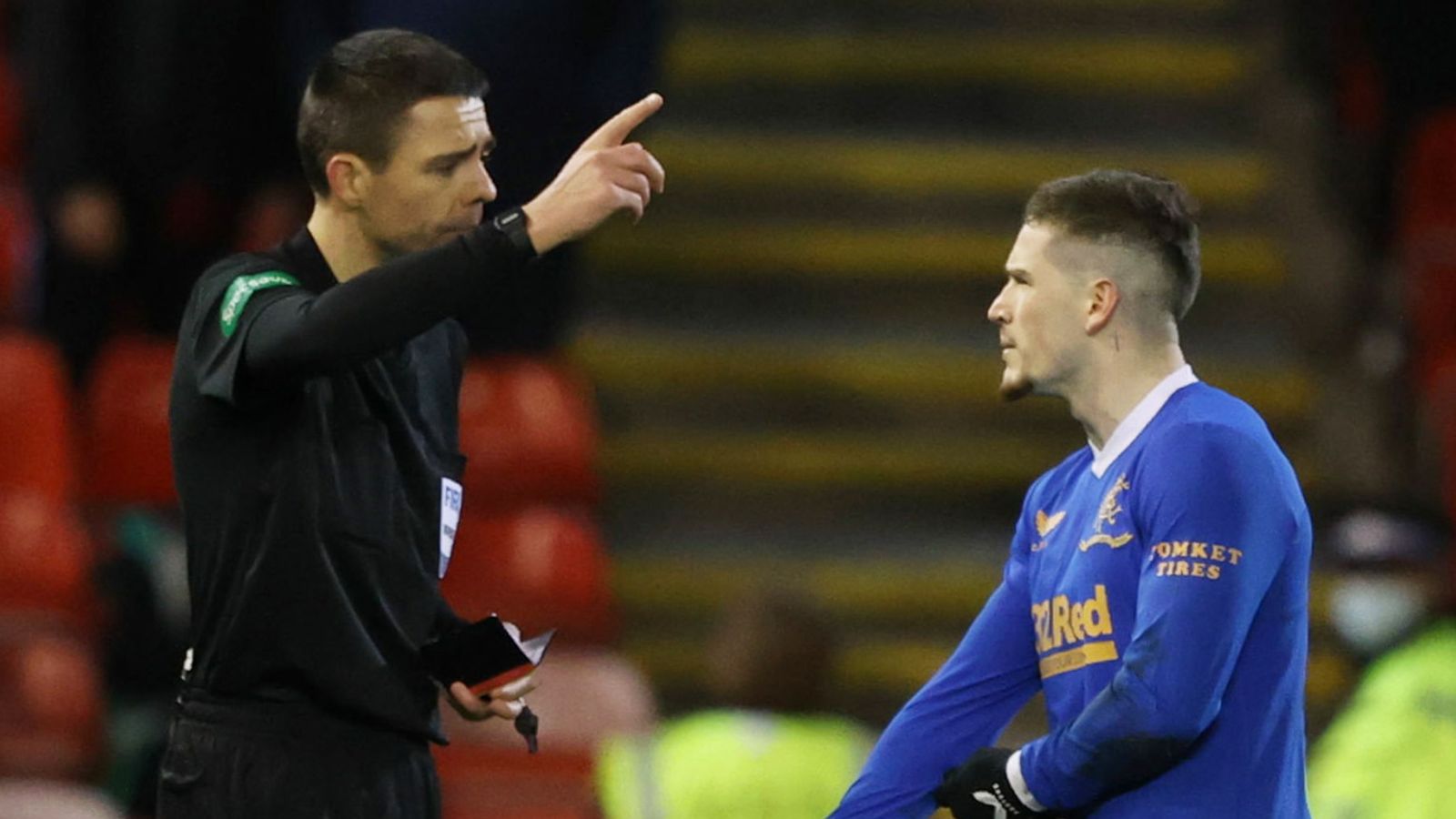 Aberdeen 1-1 Rangers: Ryan Kent sent off as Scottish Premiership ...