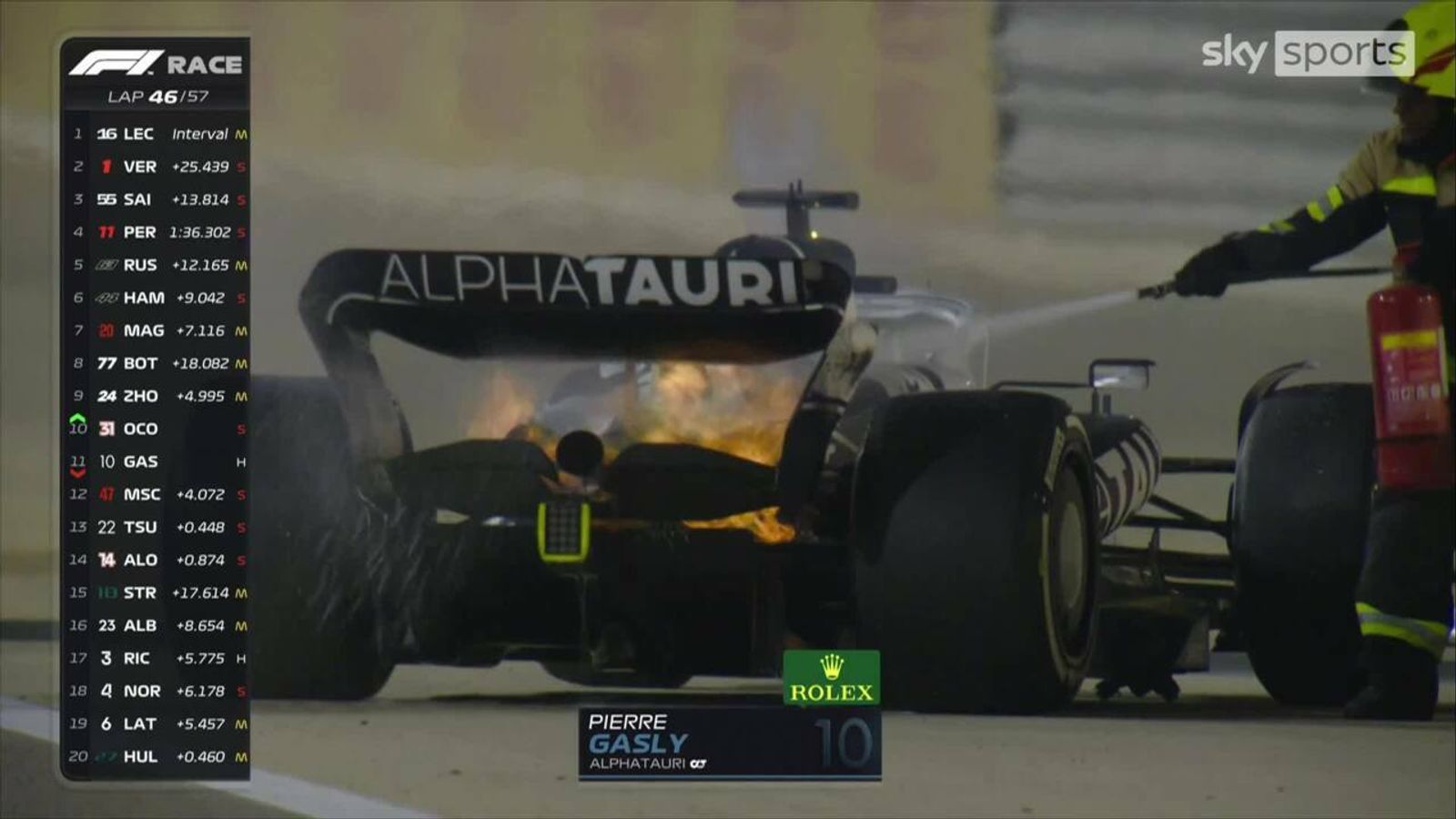 Pierre Gasly's car catches fire | F1 News | Sky Sports