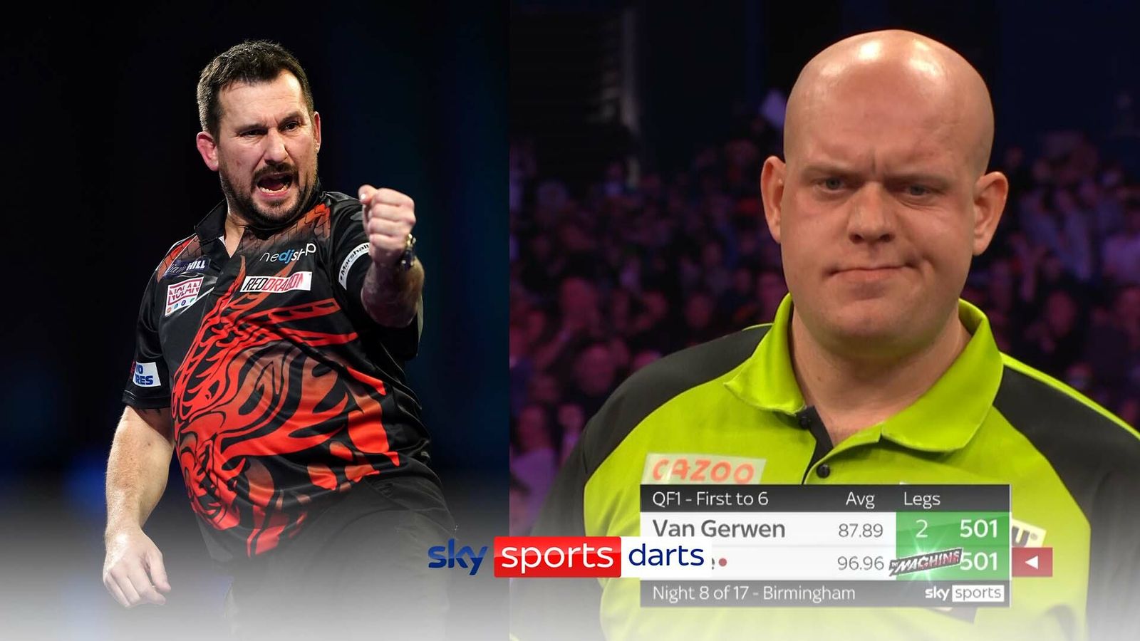 Premier League Darts: Jonny Clayton goes joint top of the table with Michael van Gerwen in ...