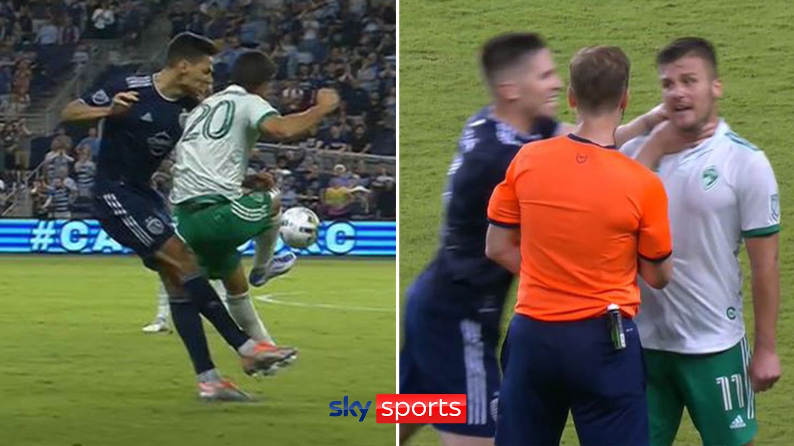 FOUR red cards during injury time in MLS match between Sporting KC and ...