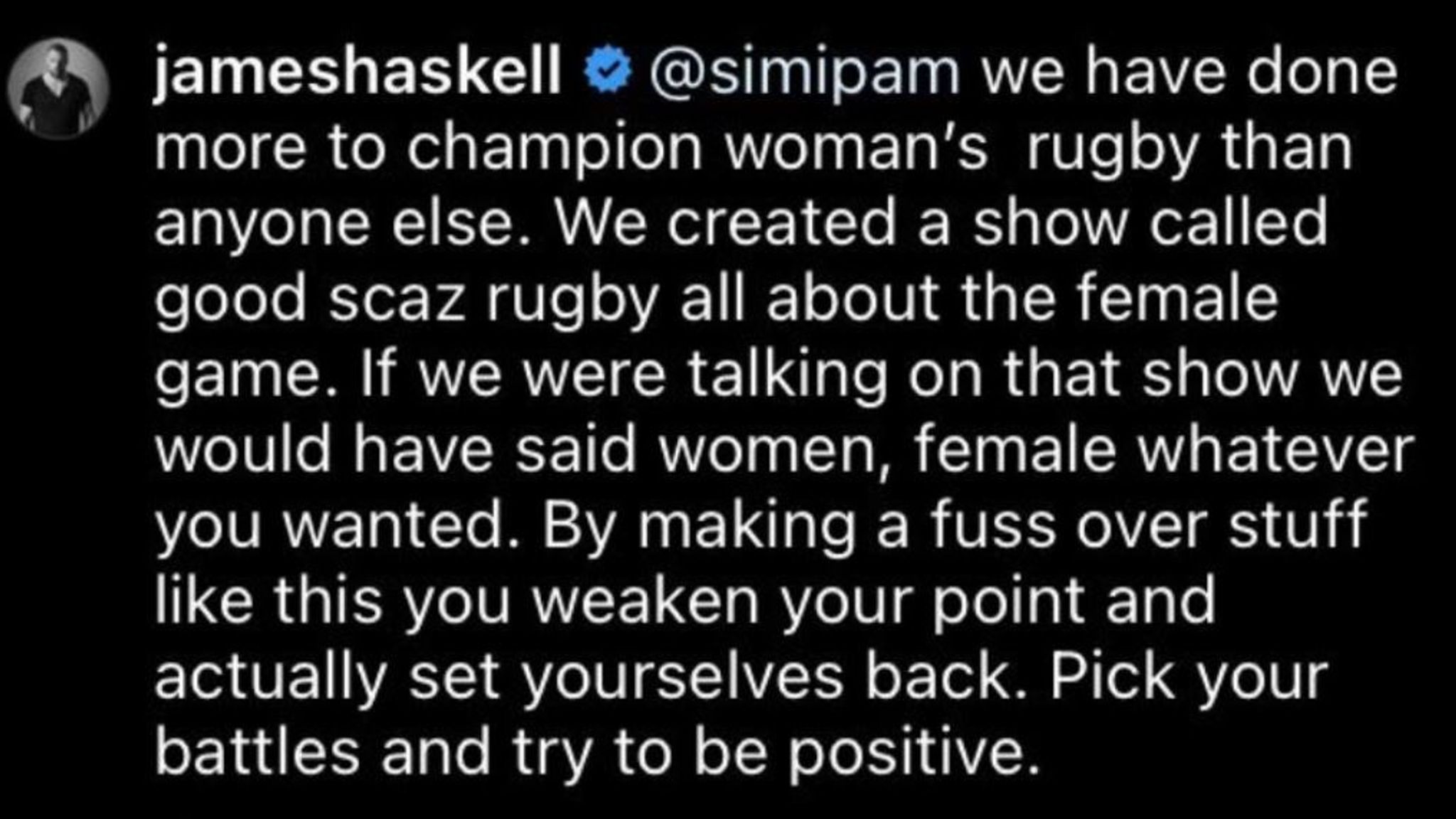 James Haskell apologises for 'disrespecting women's game' after social ...