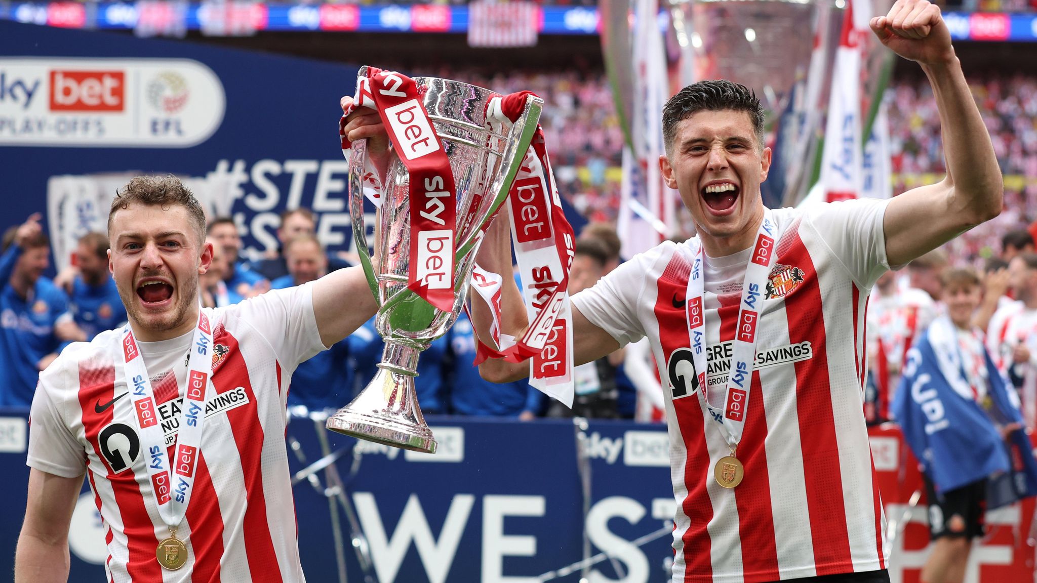 Sunderland 2-0 Wycombe: Black Cats win at Wembley to seal return to Championship | Football News ...